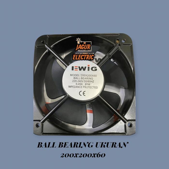 Jual FAN EWIG 8 INCHI 200x200x60 BALLBEARING 220-240 volt 0,45A 65 Watt ...