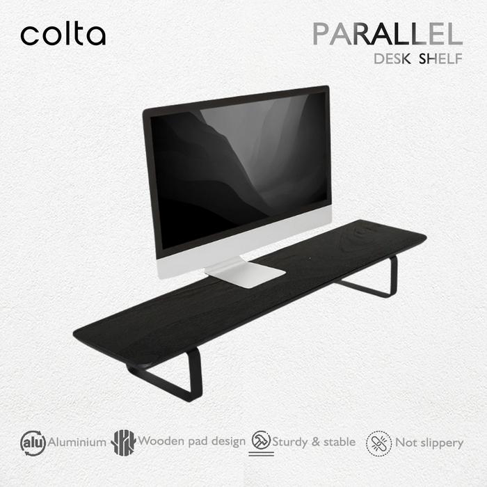 Promo Colta Parallel Desk Shelf Kayu Jati Aluminium Meja Bracket PC LCD ...