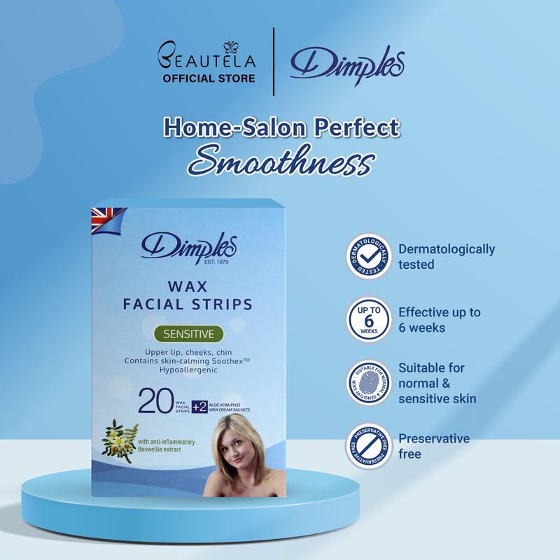 DIMPLES Wax Facial Strips - Sensitive 20's - TikTok Shop Malaysia