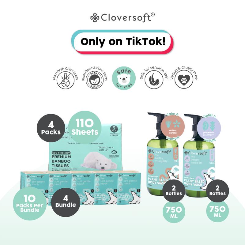 Cloversoft Tissue + Body Wash Bundle - x4 Pocket Tissue 10x1 - TikTok ...