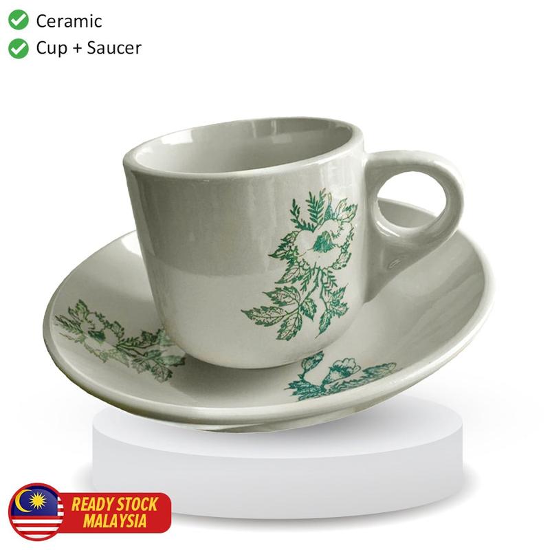 Ceramic Cup Flower Pattern Cup & Saucer / Cawan Seramik Cora - TikTok ...