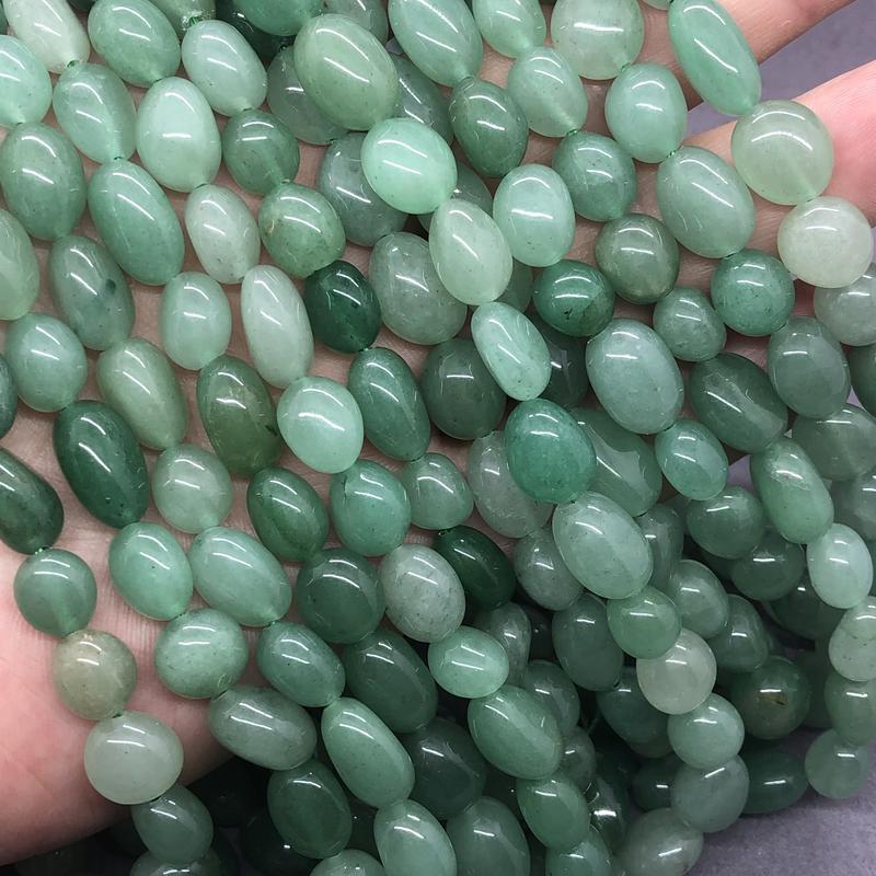 Manik Aventurine hijau tidak teratur untuk gelang, manik Alamiah ...
