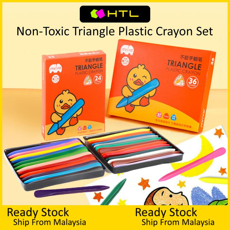 Triangle Plastic Crayons Non Toxic Not Dirty Hands School Kindergarten ...
