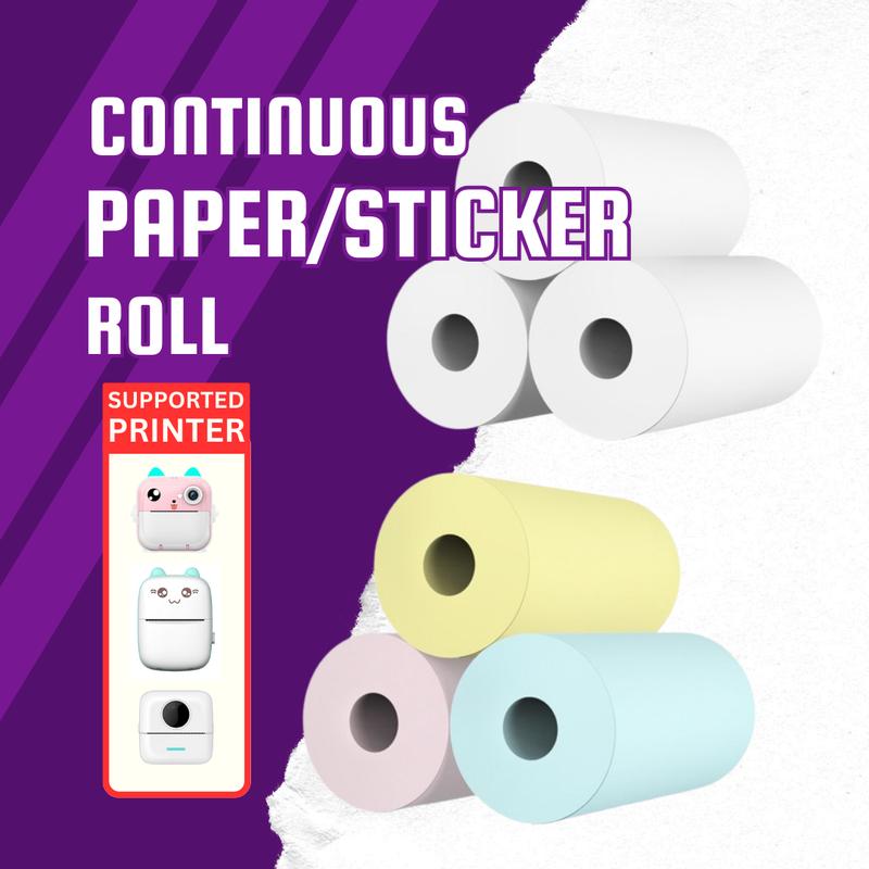 (M) 3PCS Continuous Thermal Paper Sticker 57mm for Kids Instant ...