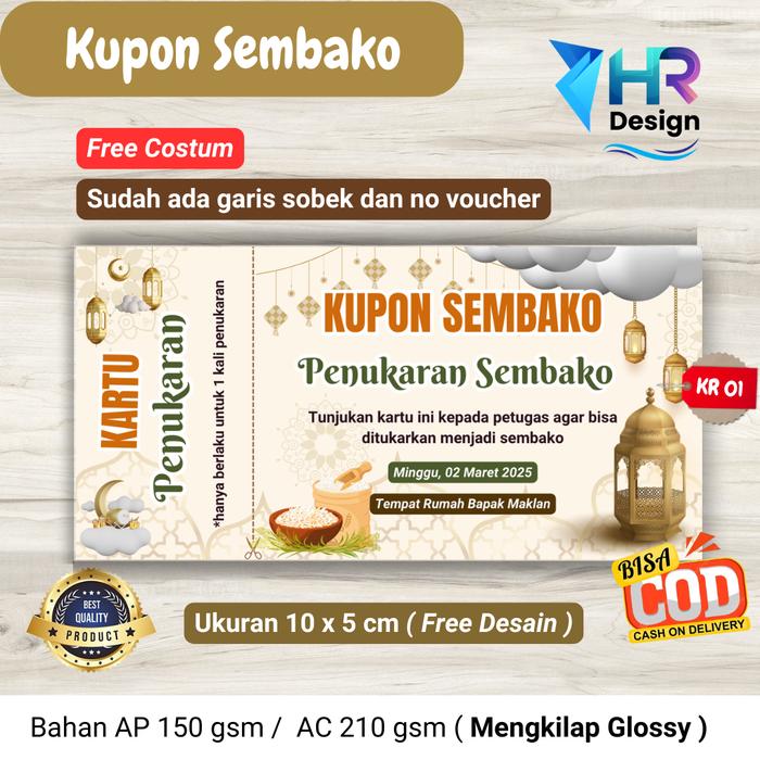 Jual Cetak Kupon Sembako Custom / Thr Lebaran / Tema Islami /Vocher ...
