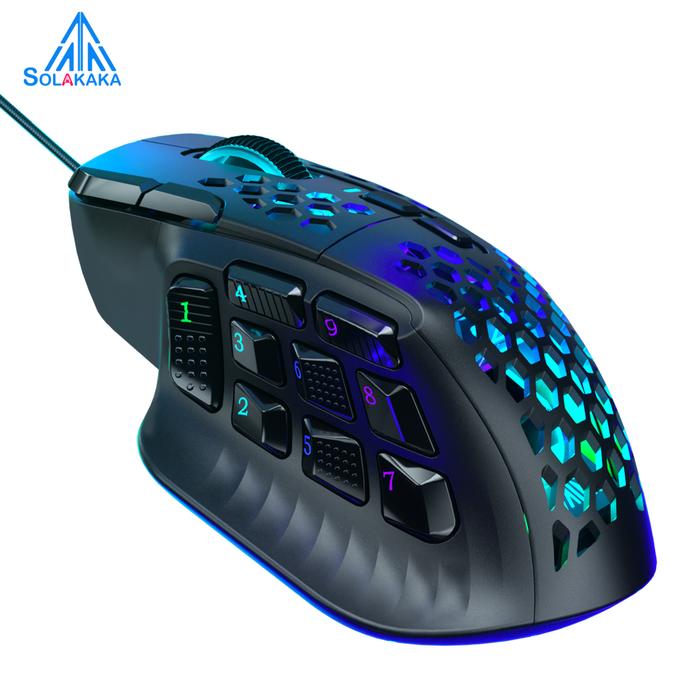 Jual SOLAKAKA SM809 Wired Gaming Mouse Side Buttons 22800 DPI 16 ...