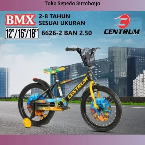 SEPEDA BMX ANAK CENTRUM CT 6626-2 BAN 2.50 UKURAN 12 16 18 INCH,EPEDA ...