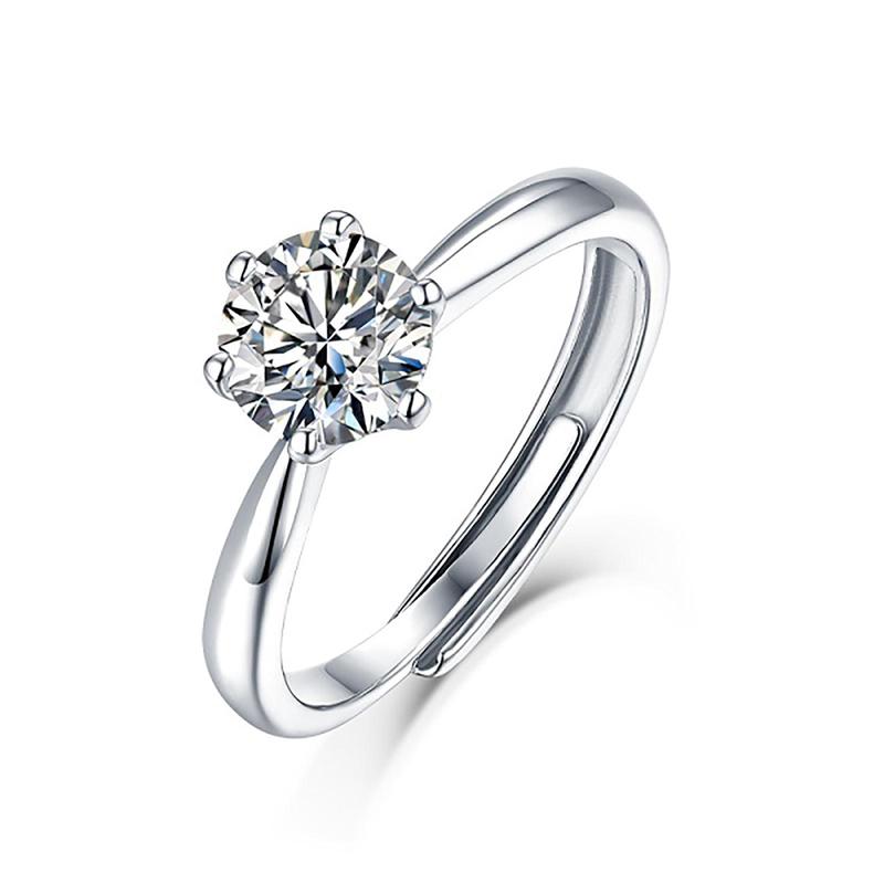 Moissanite ladies ring, simple explosive 6-claw shape, main stone ...