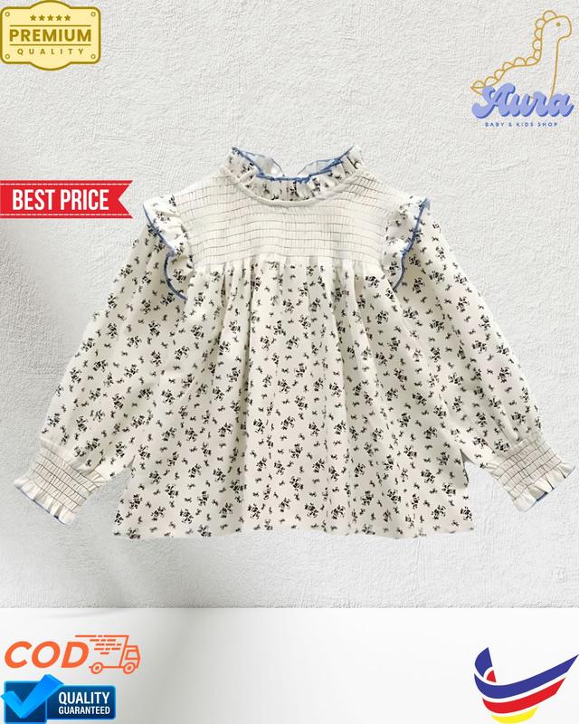 AURA Korean Style Girl Blouse Cotton Floral Long Sleeve Blouse - TikTok ...