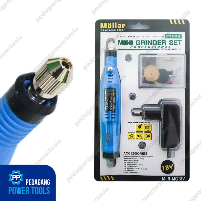 MOLLAR 18V MINI GRINDER LISTRIK SET 21 PCS BOR GERINDA TUNER - Shop ...