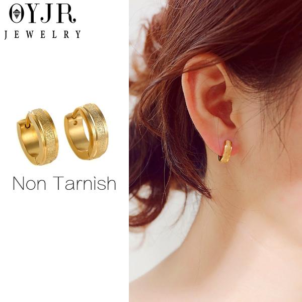 OYJR Anting Telinga Anti Karat Stainless Steel Earrings Frosting ...