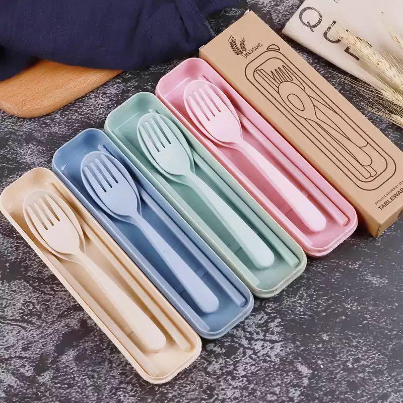 Wheat Straw Spoon Chopstick Fork Tableware Set Cutlery Utensils ...