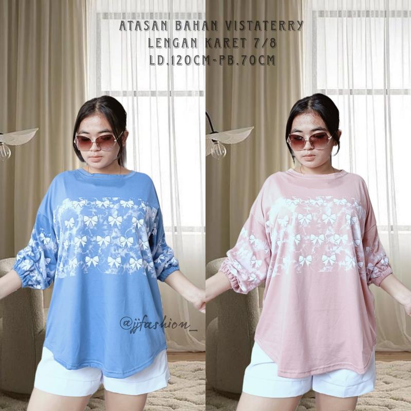 KAOS OVERSIZE /ATASAN WANITA/ATASAN KEKINIAN LENGAN 7/8/ATASAN HIJAB ...