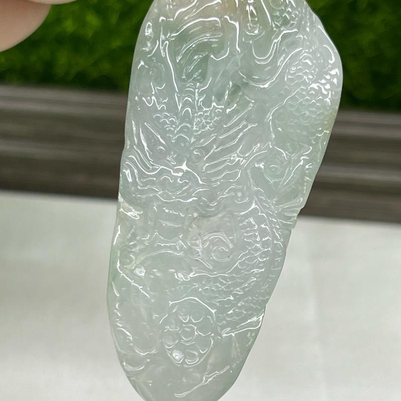 Myanmar A Type Icy Jade Dragon Pendant ，Batu Jed Asli Burma Ais ...