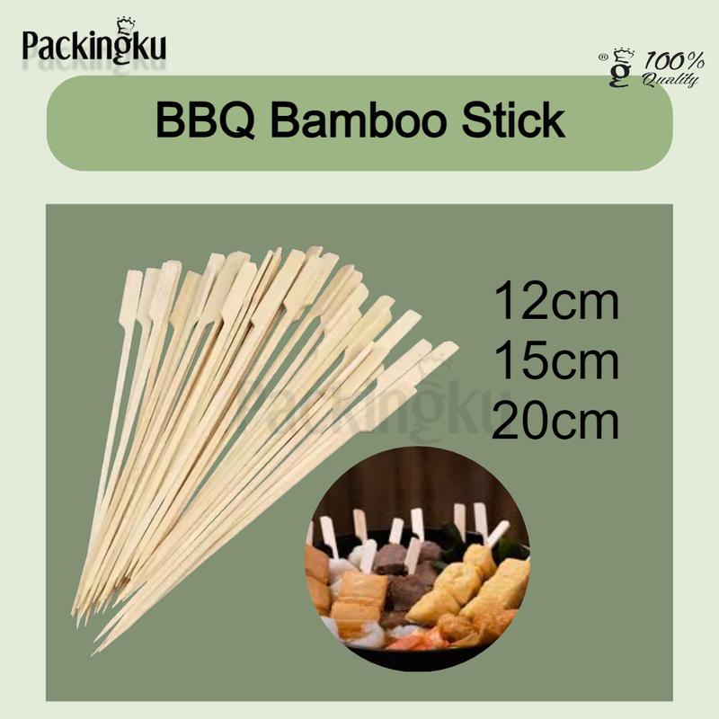 Packingku BBQ Bamboo Stick 12cm 15cm 20cm 100pcs Skewer Oden - TikTok ...