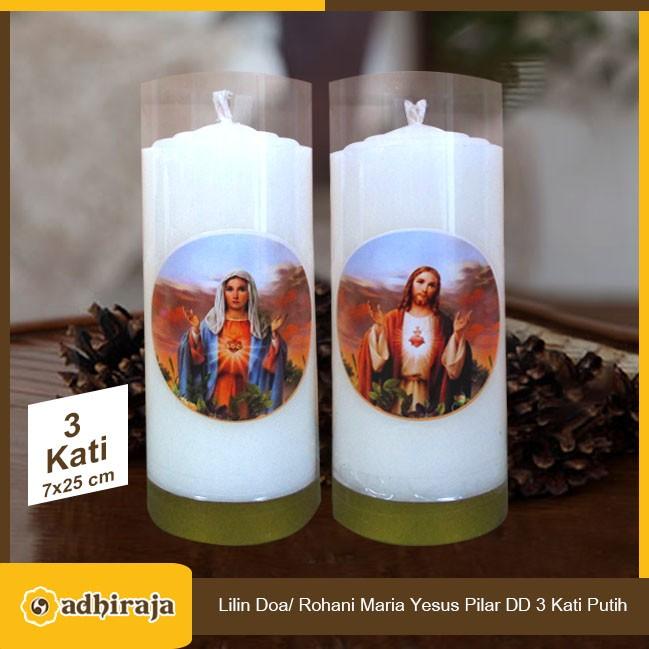 Jual Lilin Ibadah Doa Rohani Yesus Maria Putih Pilar 3 Kati Double ...