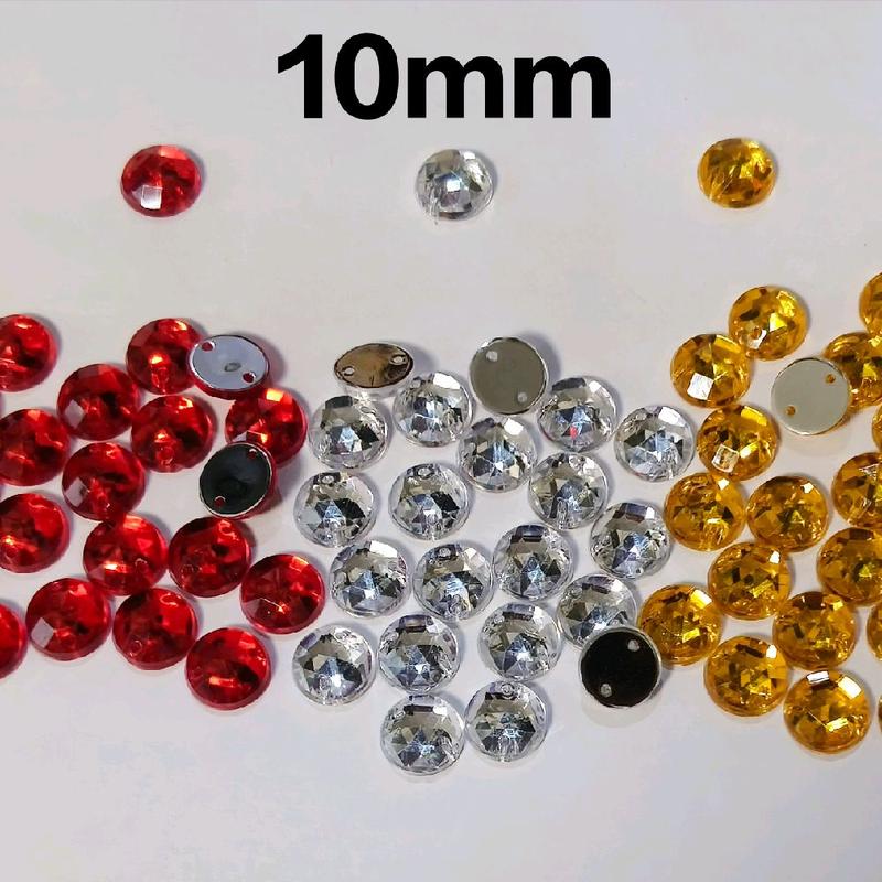 10mm(20pcs)Manik Akrilik Kristal Bulat Dua Lubang/Round Crystal ...