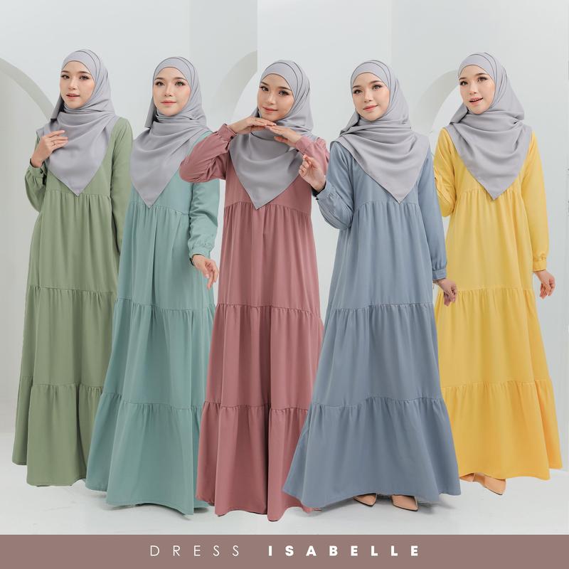 DRESS ISABELLE (PLUS SIZE) Kembang Minimalist Plain Cantik Baju ...