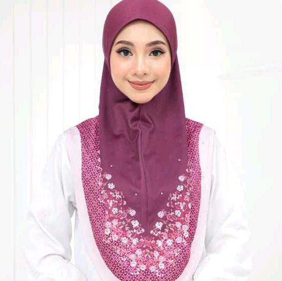 Tudung Sarung Mosecrep Dicetak dengan Scuba Awning dan Kristal - TikTok ...