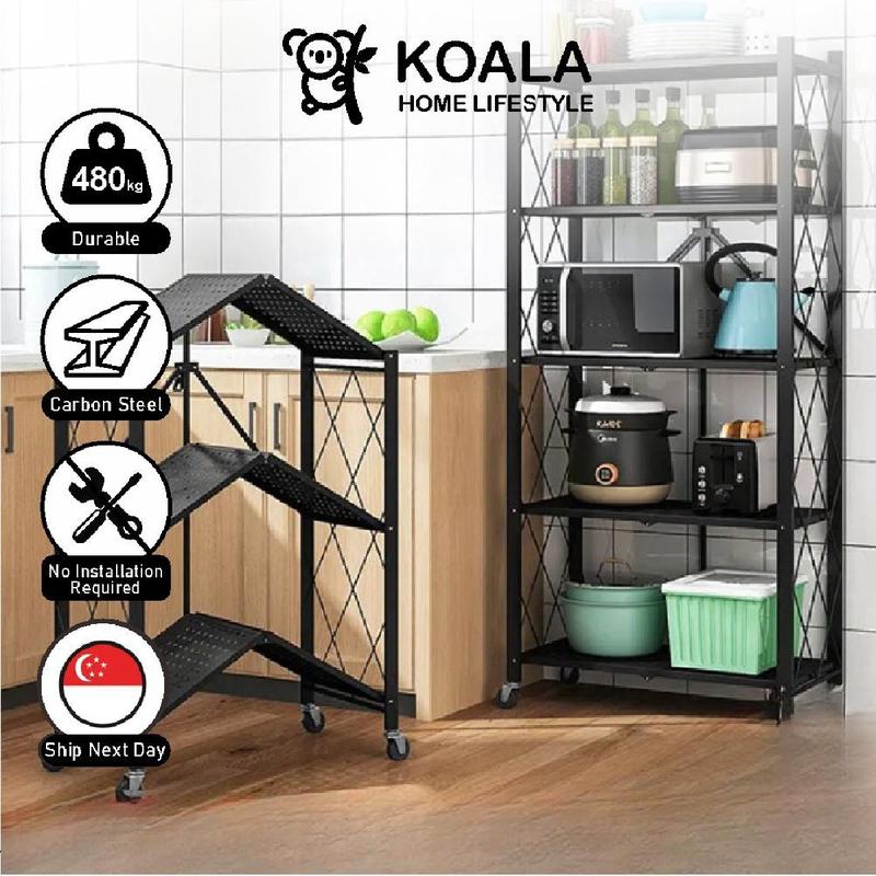 Koala Home Foldable Kitchen Shelf Storage Rack with Wheel Movable ...