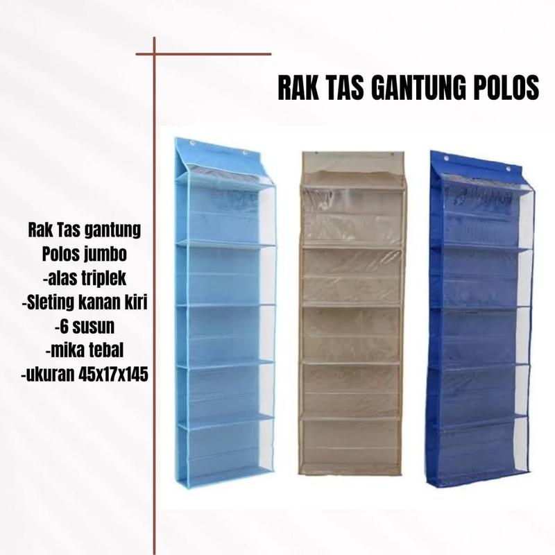 RAK TAS PREMIUM POLOS / RAK TAS UKURAN JUMBO GANTUNG FULL RESLETING ...