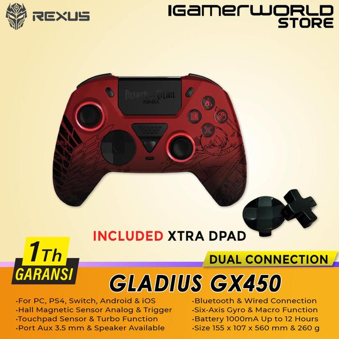Jual Rexus GX450 Hall Effect Dual Mode Bluetooth Wired Gamepad - Joy ...