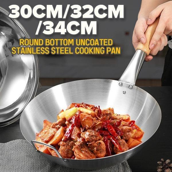 idrop [ 30CM / 32CM / 34CM / 36CM] Round Bottom Uncoated Stainless ...