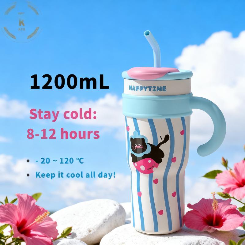 KYXK【Meow Series】Tumbler Kucing Comel 1.2L | Cup Insulated dengan ...