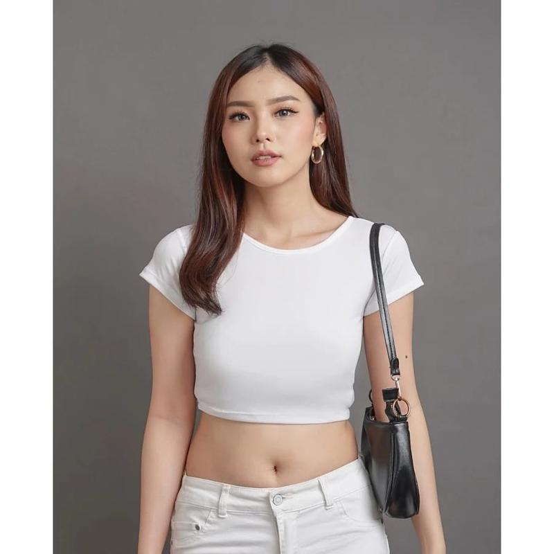 Kaos Crop Top Polos Kaos Wanita Crop Tee Press Body (S,M,L,XL) - Shop ...