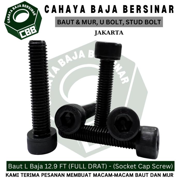 Jual Baut L Baja 12.9 Drat Kiri M10 - 1.5 x 25mm / Baut Drat Kiri ...
