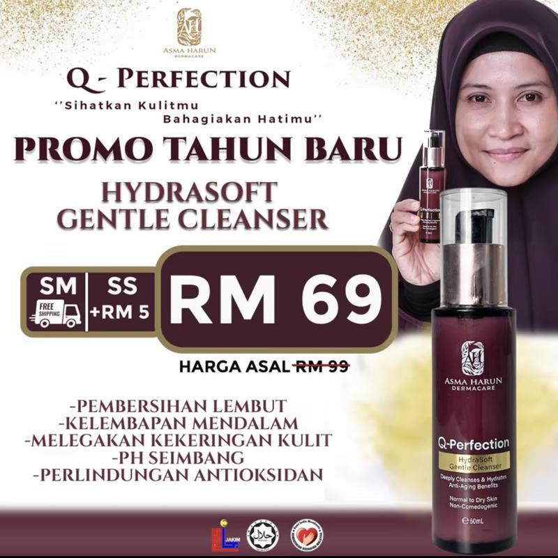 Hydrasoft Gentle Cleanser Asma Harun Dermacare Q Perfection 50ml - TikTok Shop Malaysia