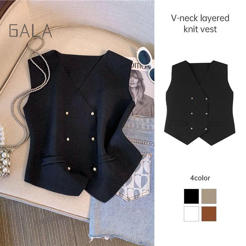 Plain Knitted Vest for Women Design Sense Retro V-neck Vest Sleeveless ...