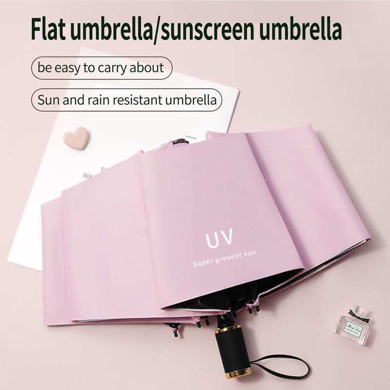 Three fold automatic black glue sunscreen umbrella, sun and rain ...