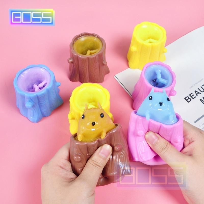BOSS Mainan Squishy Tupai Pencet Batang Pohon Lucu Anti Stres Pop It ...