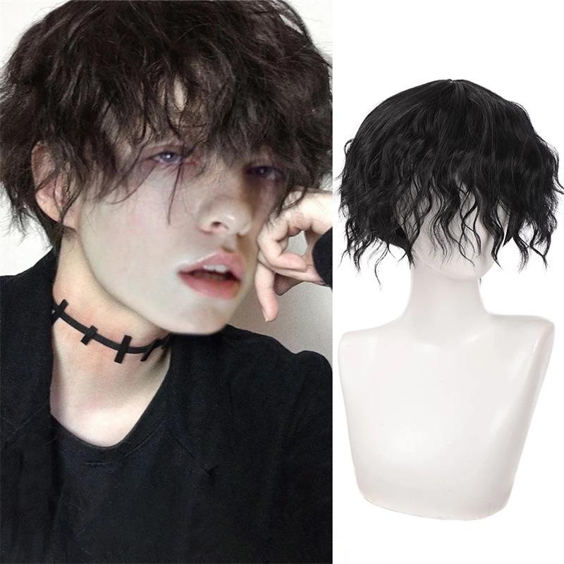 Men's wig short curly hair tin foil perm head handsome short - TikTok ...