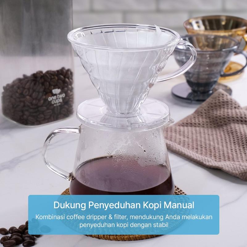 One Two Cups Filter Penyaring Kopi V60 Manual Brew Cone Coffee Dripper ...