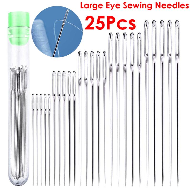25 Pcs Large Eye Stitching Needles Sewing Needles Handmade Leather ...