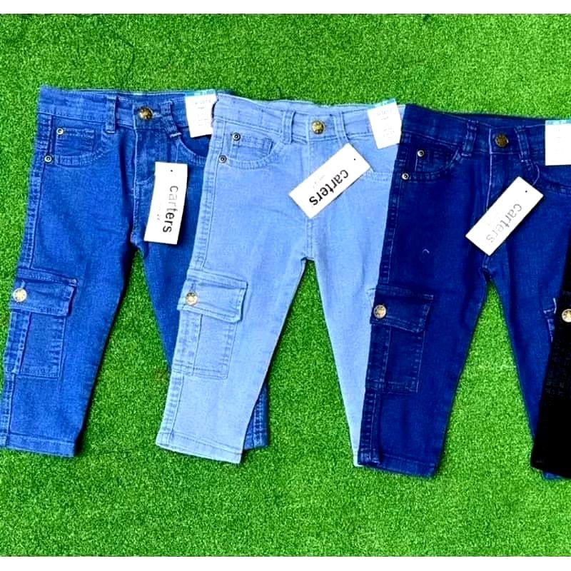 Boys & Girls Seluar Jeans Slack Cargo 6 Pocket Kain stretchable ...