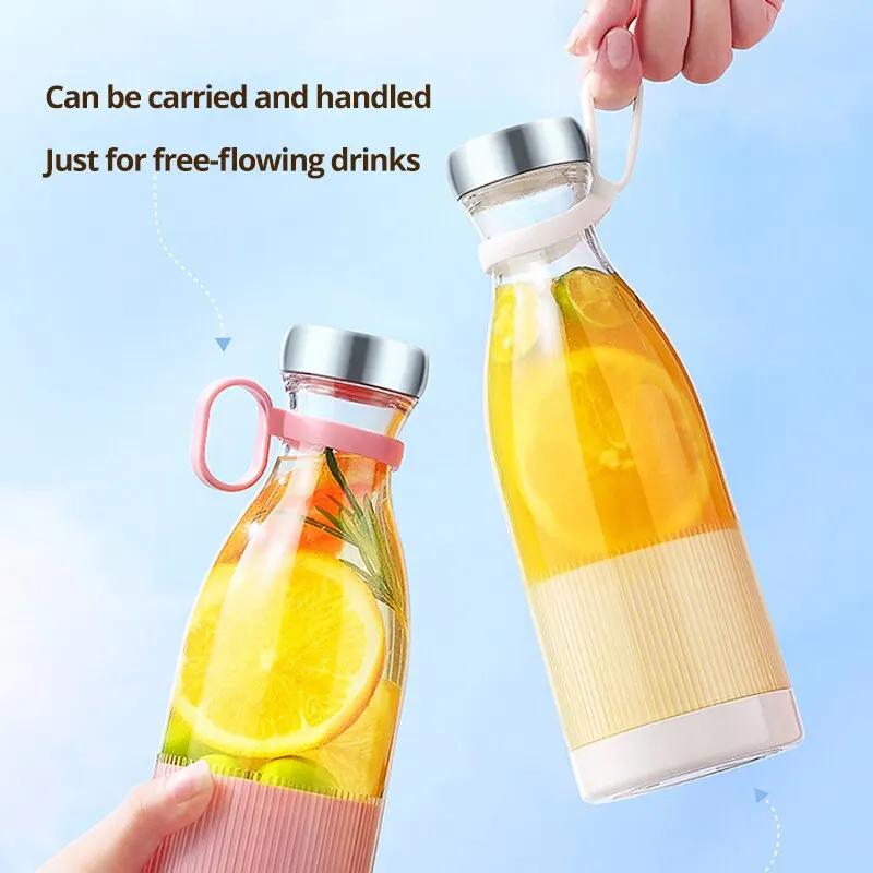 1pc Pink/White Portable Juice Bottle Charge Mini Fruit Milk Milkshake ...