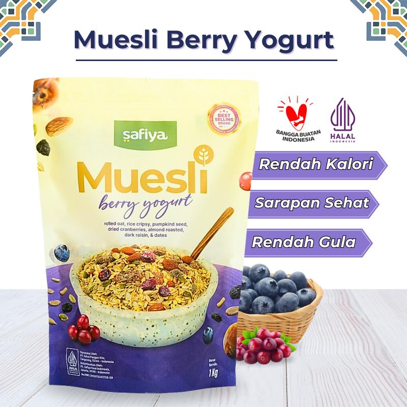 Muesli Berry Yogurt Safiya 1 Kg Sereal Oatmeal With Almond Sarapan ...