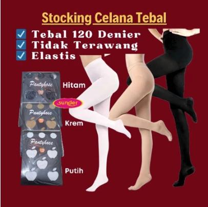 Celana Stoking Tebal Hitam Putih Krem Stocking Kerja Pantystocking ...