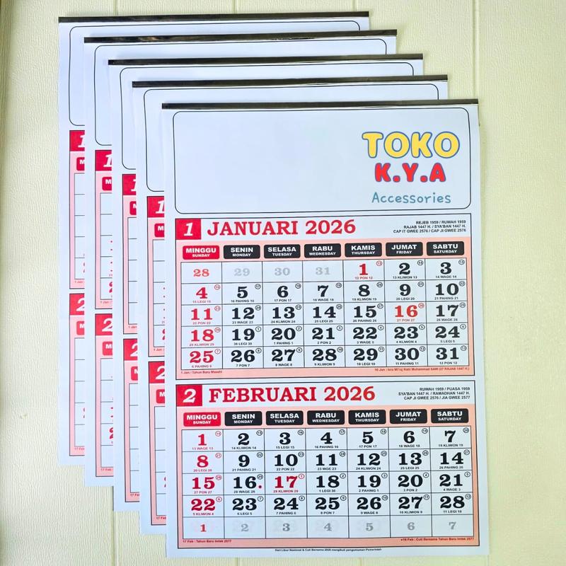 KALENDER DWI BULAN TERBARU 2026 UKURAN 44 X 31 CM TAHUN 2026 / KALENDER ...
