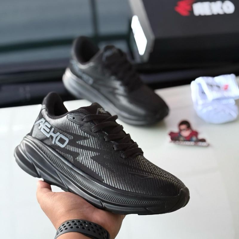 Sepatu Joging Runing Aeko Fellout fullblack couple Papa mama kids ...