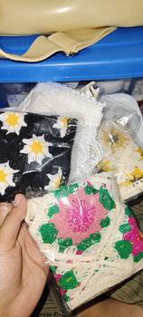 Ikat Kepala Segitiga, Gaya Pastoral, Buatan Tangan, Bunga Mengait ...