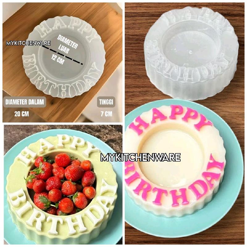 cetakan puding happy birthday ulang tahun plastik tebal kitchenware ...