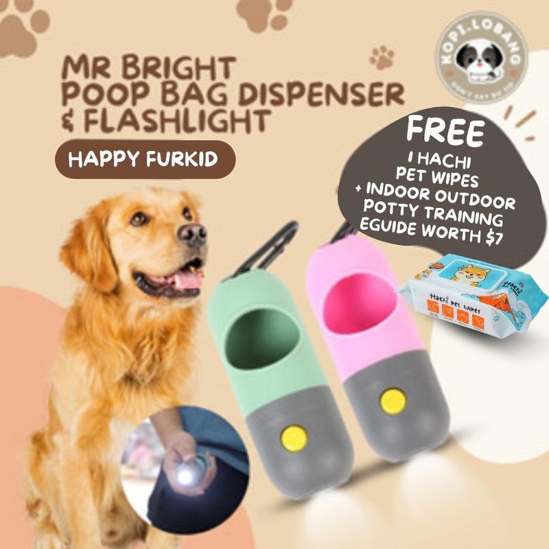 [SG] MR BRIGHT POOP BAG DISPENSER & FLASHLIGHT FOR DOGS AND CATS GREAT ...