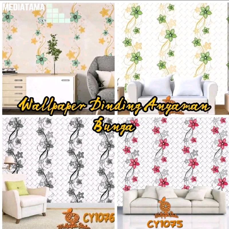 Wallpaper Dinding motif bunga anyaman ukuran 45CmX 10 M - Shop | Tokopedia