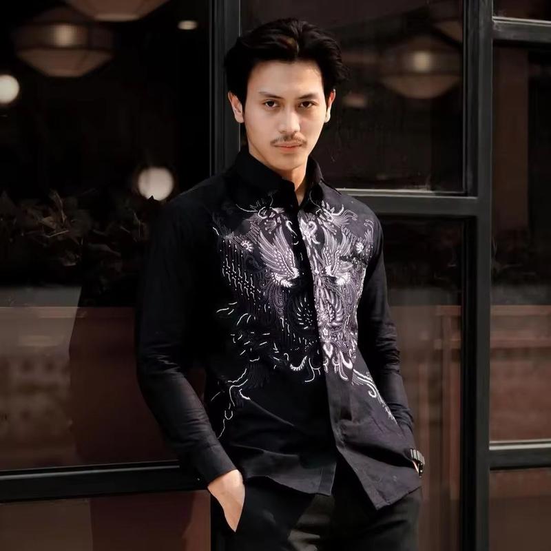 Kemeja Batik Pria Lengan Panjang Slim Fit Casual Modis Katun - Shop ...