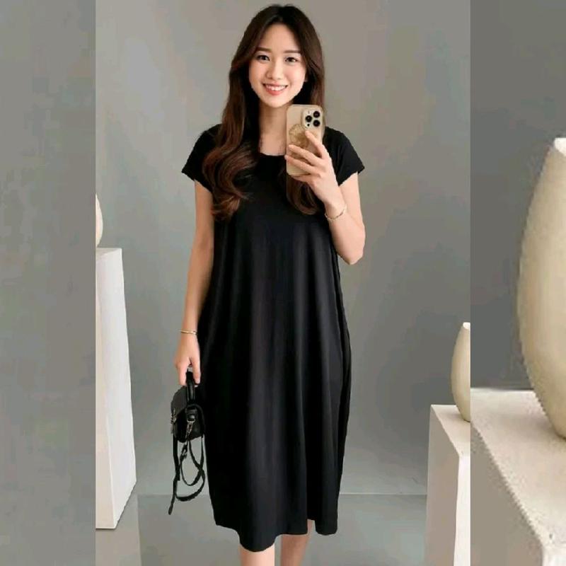 DASTER MIDI POLOS SPANDEK premium MELAR / DRESS PANTAI / DASTER SANTAI ...