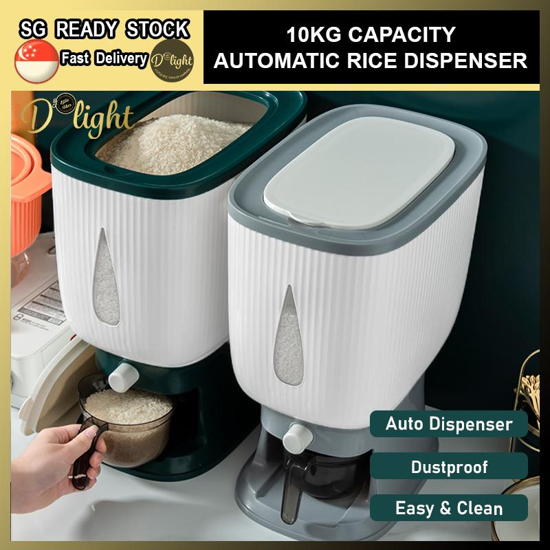 Dlight Auto Rice Dispenser 10kg Capacity Rice Storage Bucket - TikTok ...